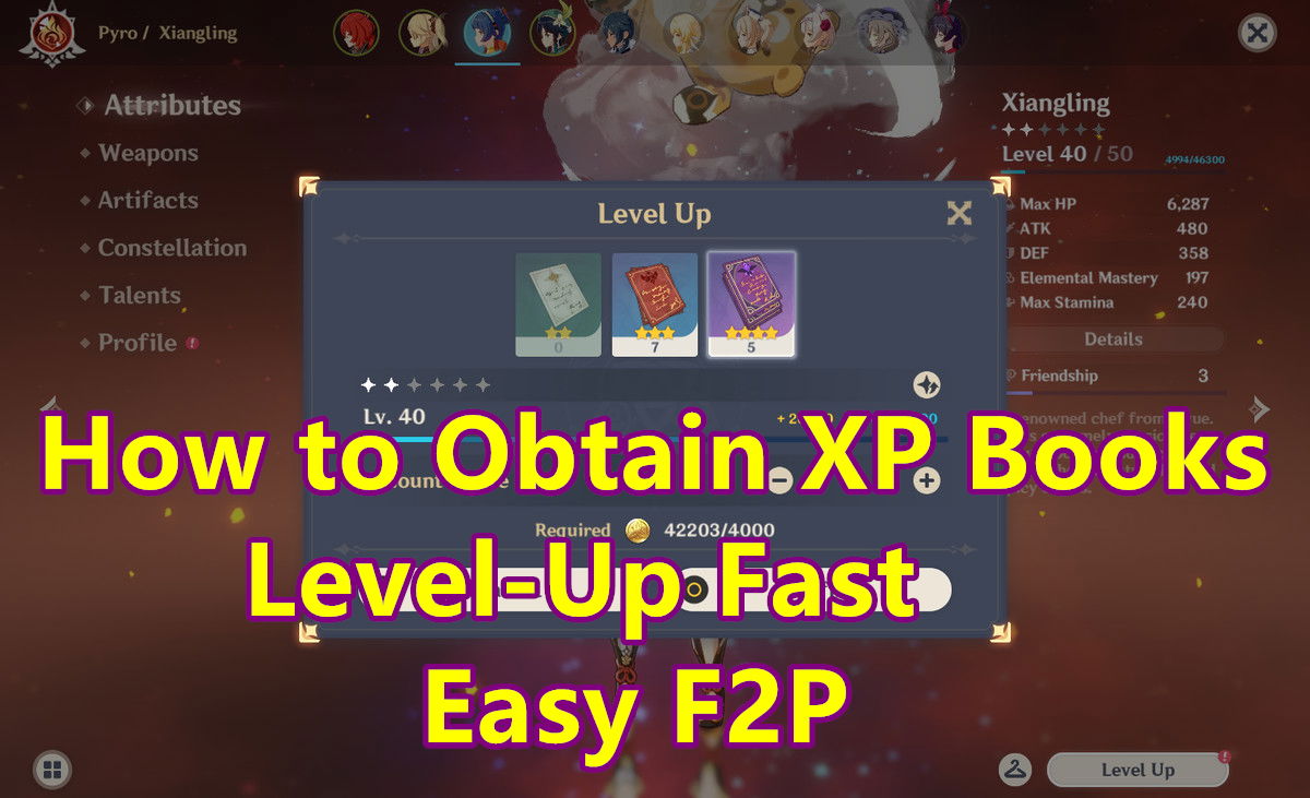 How to Obtain XP Books and Level Up Fast | Easy F2P | Genshin Impact