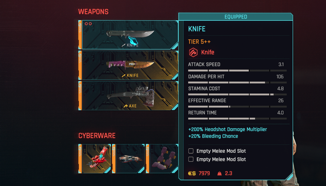 Best Throwing Knife Tier List | Cyberpunk 2077